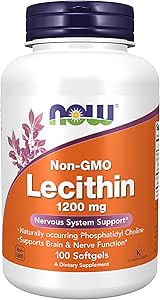 Amazon.com: NOW Supplements, Lecithin 1200 mg with naturally occurring Phosphatidyl Choline, 100 ...