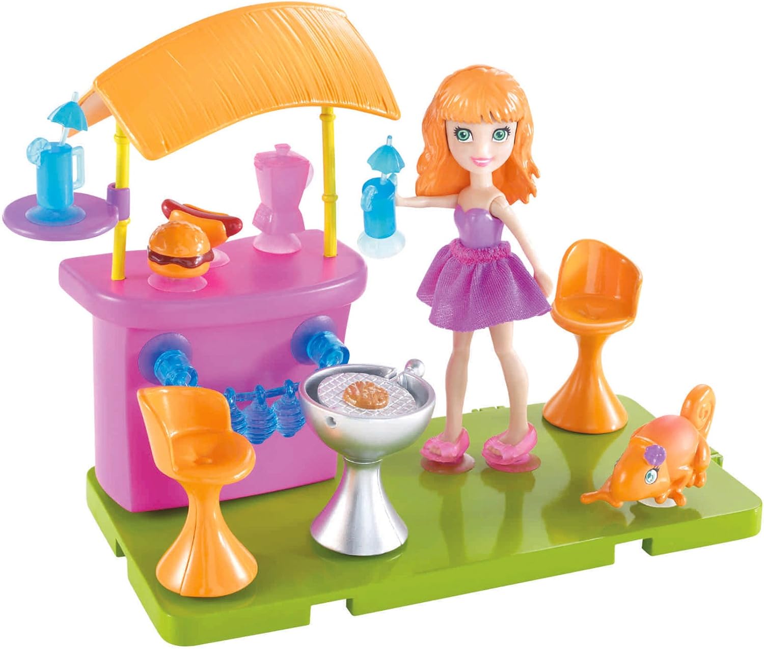Amazon.com: Polly Pocket Stick 'n' Play Lea Patio Party Playset: Toys ...