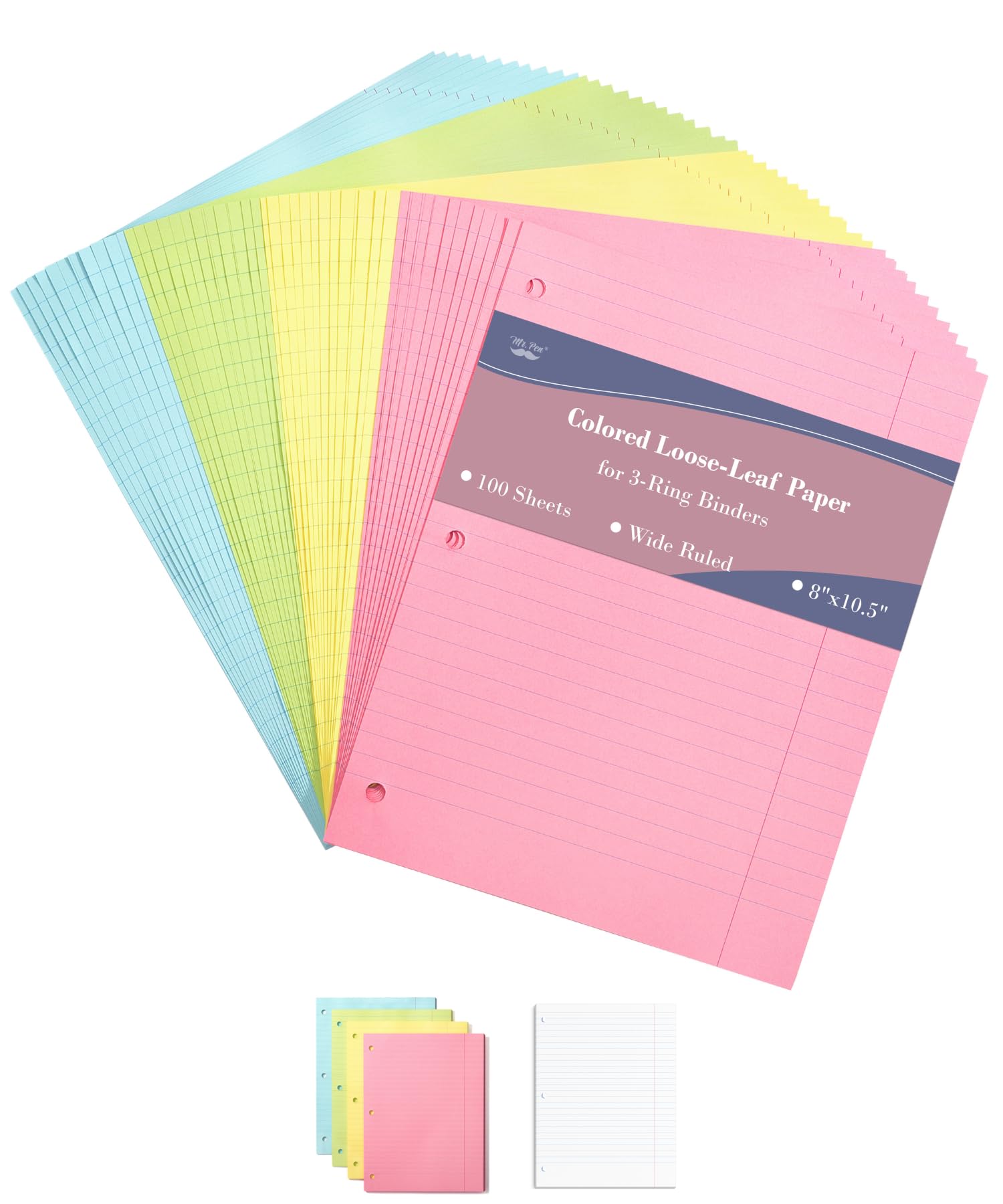 Mua Mr. Pen- Colored Loose Leaf Paper Wide Ruled, 100 Sheets, 8” x 10.5 ...