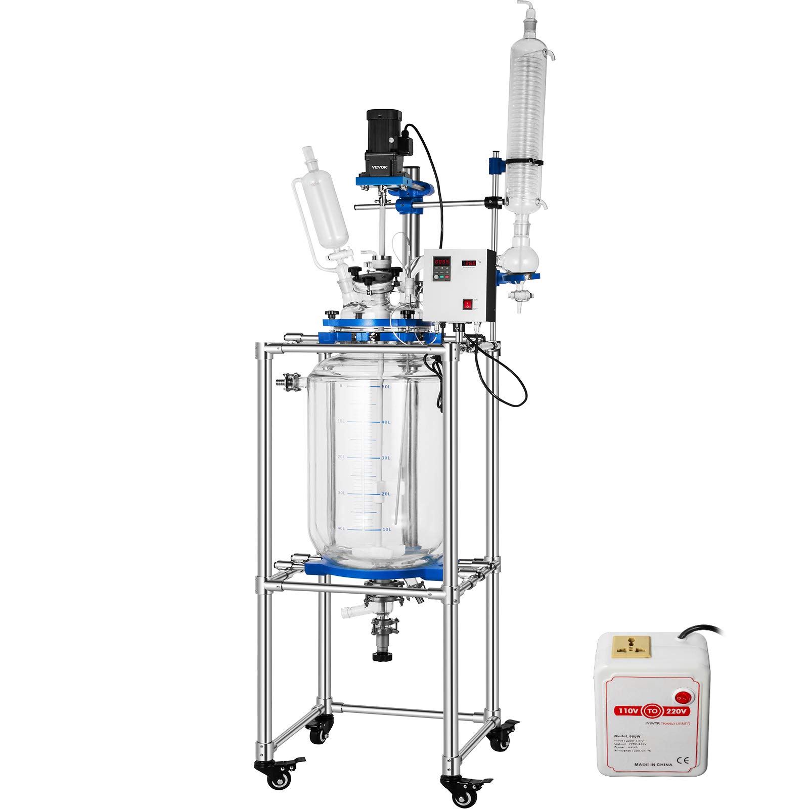 Buy VEVOR Lab Jacketed Reactor 50L Double Layer Glass Reactor 110V ...