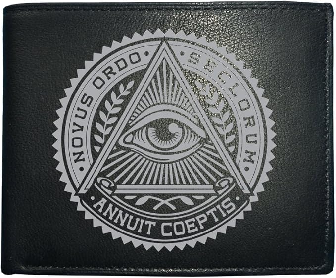 NOVUS ORDO SECLORUM- New World Order Evil Eye- Men's Leather Wallet ...