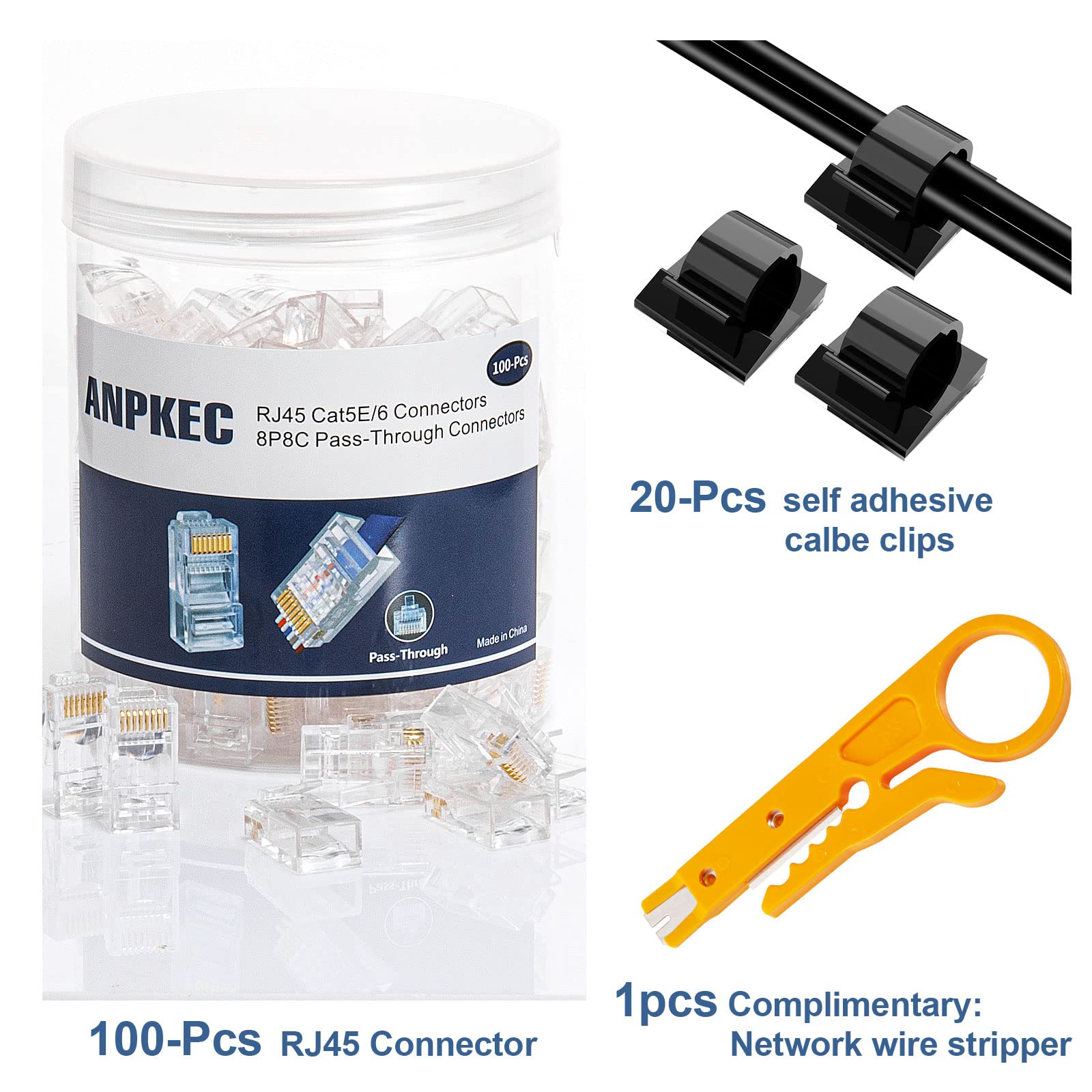 Mua ANPKEC 120PCS RJ45 Connectors, RJ45 Pass-Through Cat6 Cat5e ...