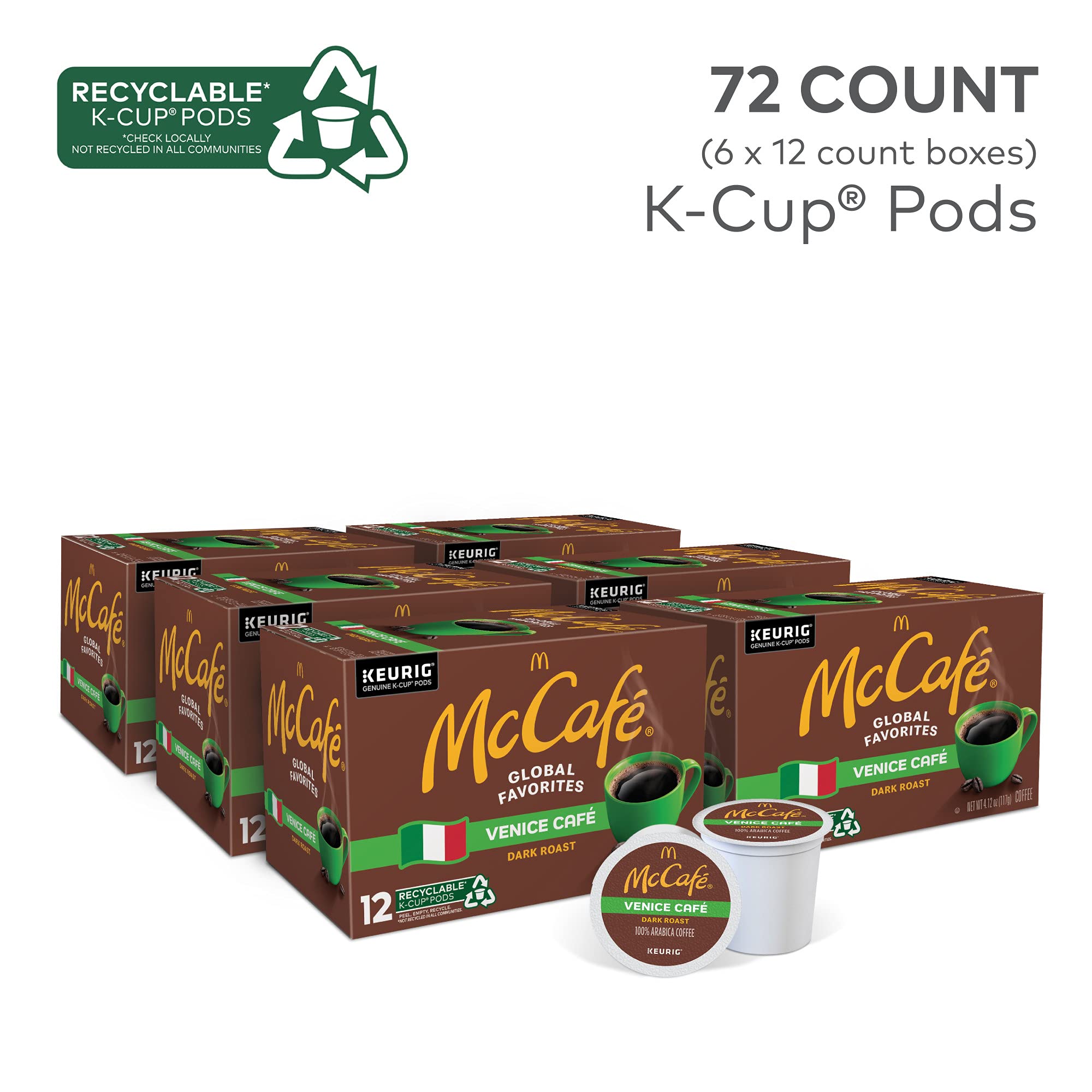 McCafe Venice Cafe, Single Serve Coffee Keurig K-Cup Pods, Dark Roast ...