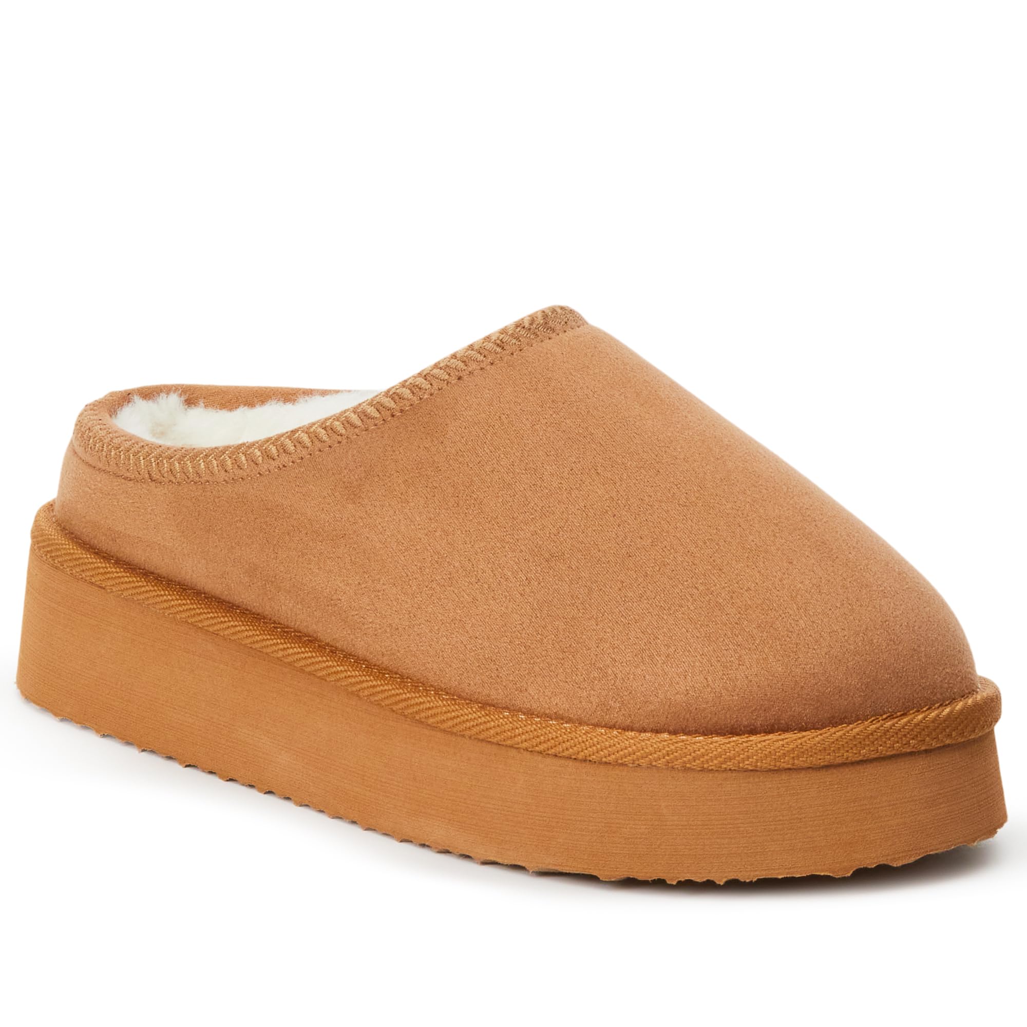 JustFab Women's Fuzzy Cozy Slippers Genuine Suede Indoor Outdoor Fluffy ...