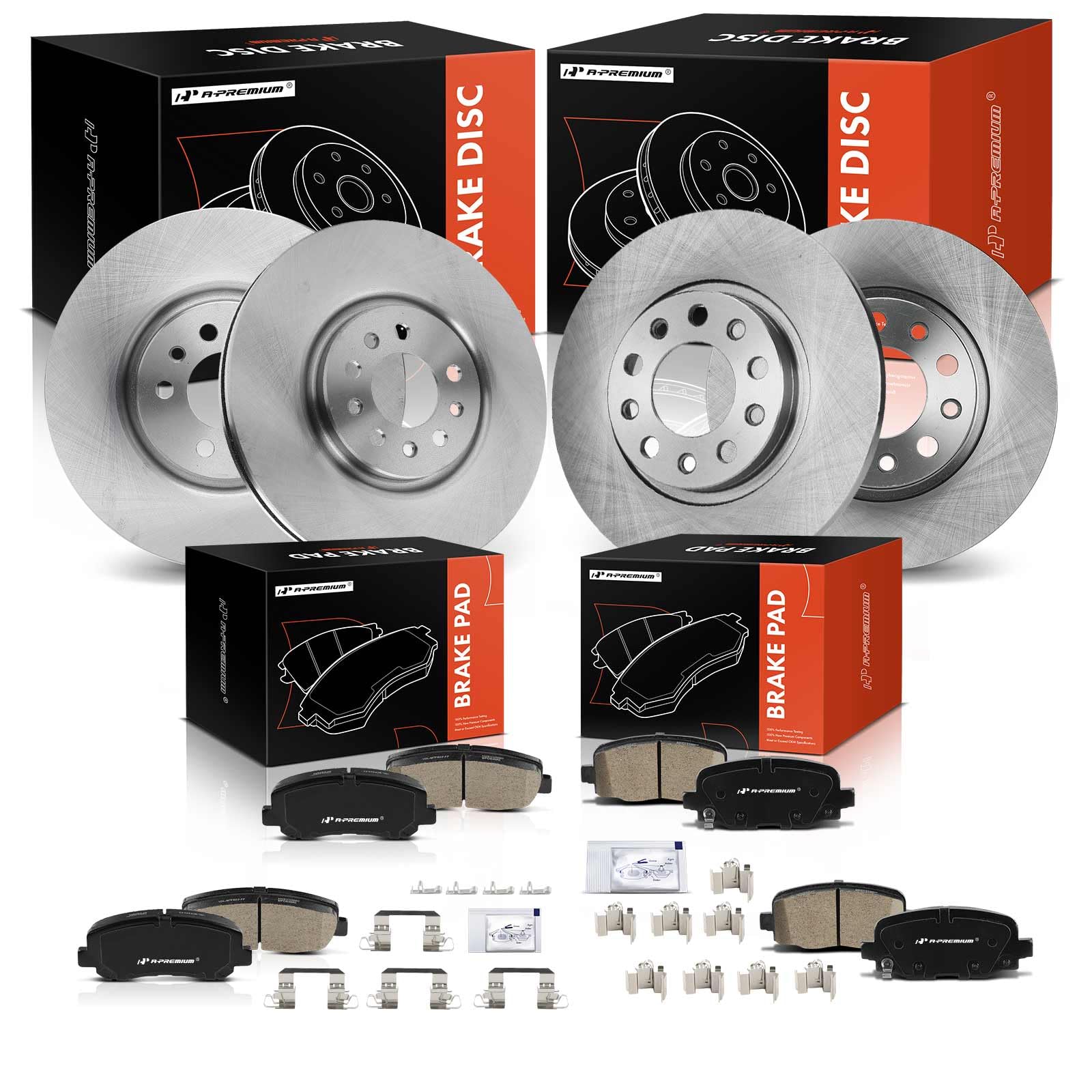A-Premium Front Vented and Rear Solid Disc Brake Rotors + Ceramic Pads ...