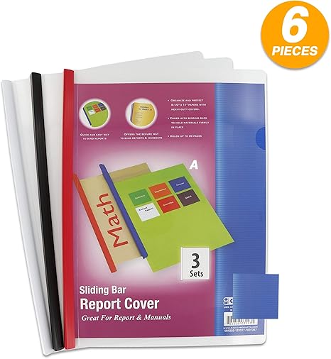 Amazon.com : Clear Front Report Covers with Sliding Bar fits 8.5" x 11 ...