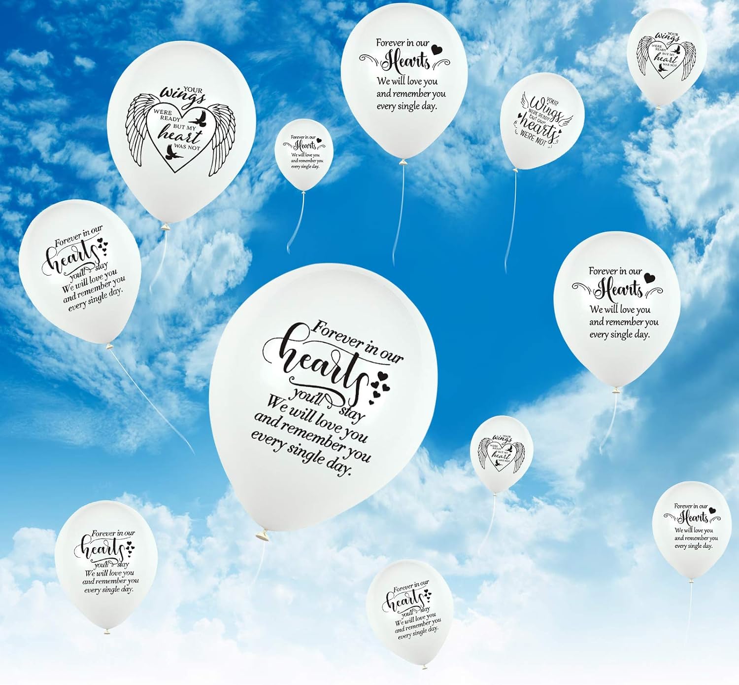 Popuppe 60 Pieces White Funeral Balloons, Biodegradable Memorial ...