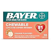 Amazon.com: Bayer Aspirin Low Dose 81 mg Chewable Tablets, Pain ...