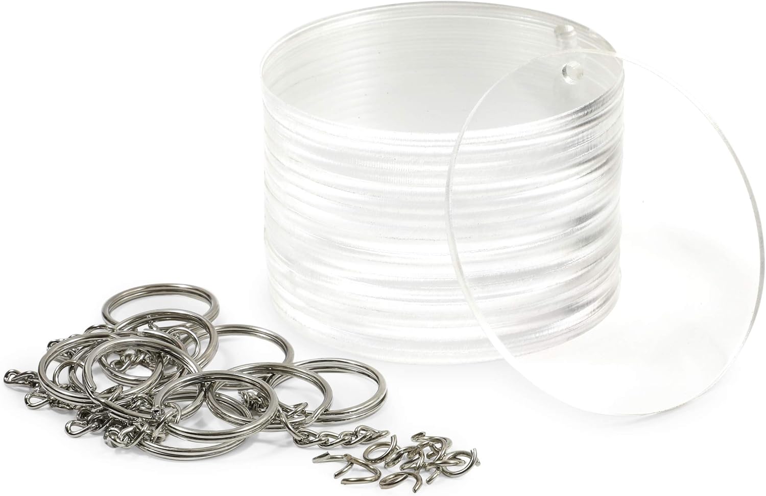 Amazon.com: Round Clear Acrylic Disc Keychain Blanks with Metal Rings ...