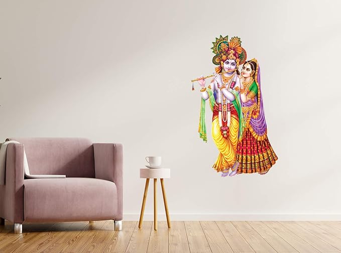 Masstone PVC Vinyl Spiritual Radha Krishna Wall Sticker 41x66 inch ...