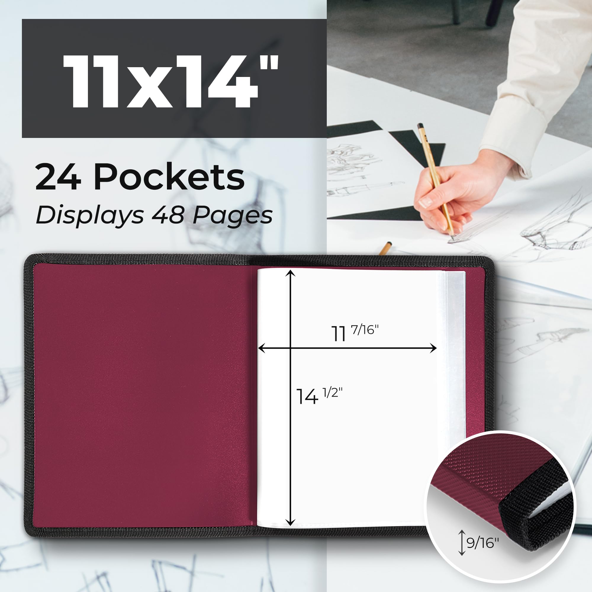 Mua 11x14 Art Portfolio Binder - (Ruby) Large Portfolio Folder for ...