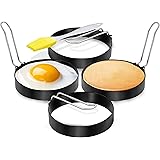Amazon.com: Pack of 4 Egg Rings with Egg Separator - Nonstick Stainless ...