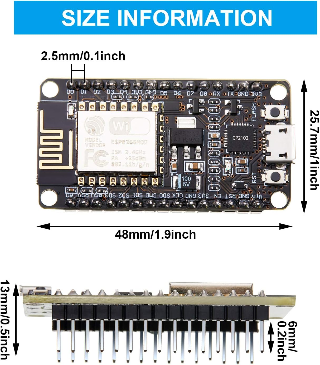 6 Pieces 2.4GHz Dual-Mode Development Board Wireless WiFi Internet ...