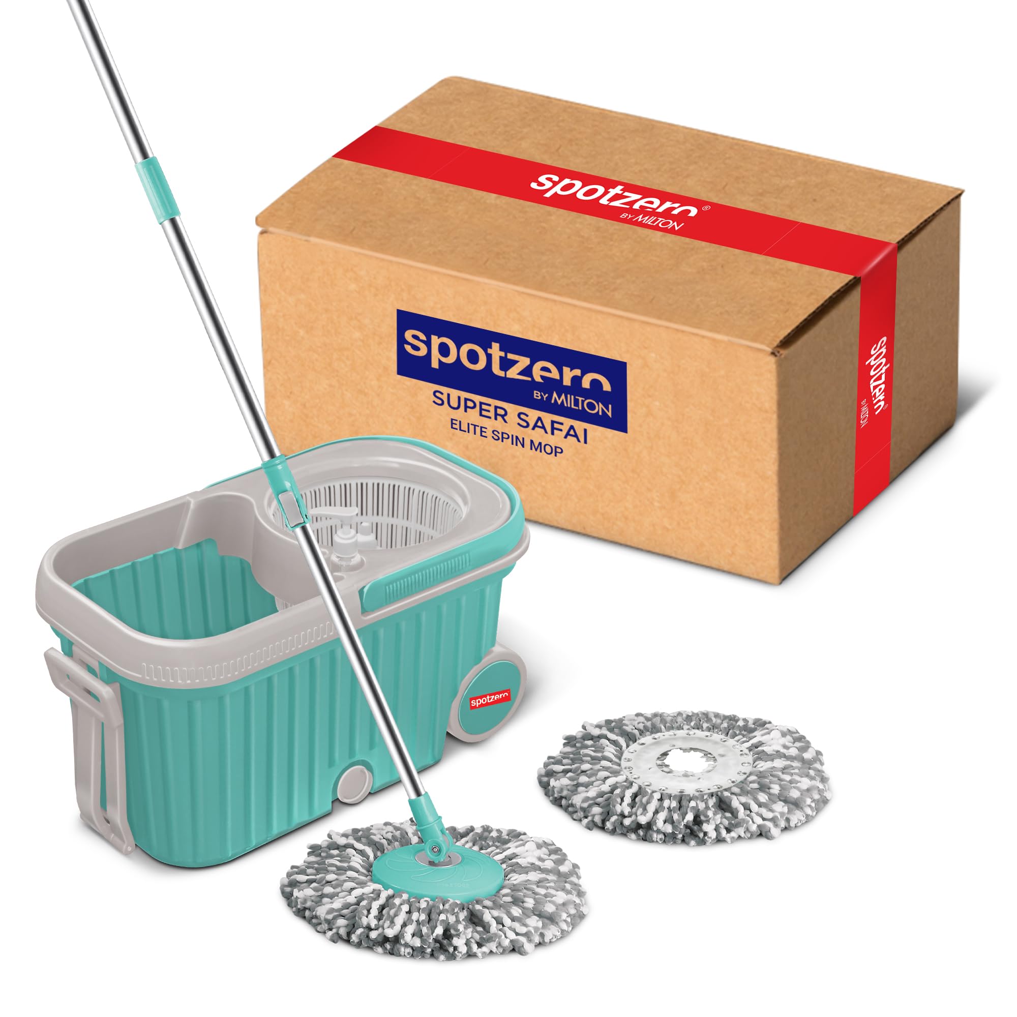 Spotzero by Milton Spin mop Bucket with Wringer on Wheels, Extendable ...