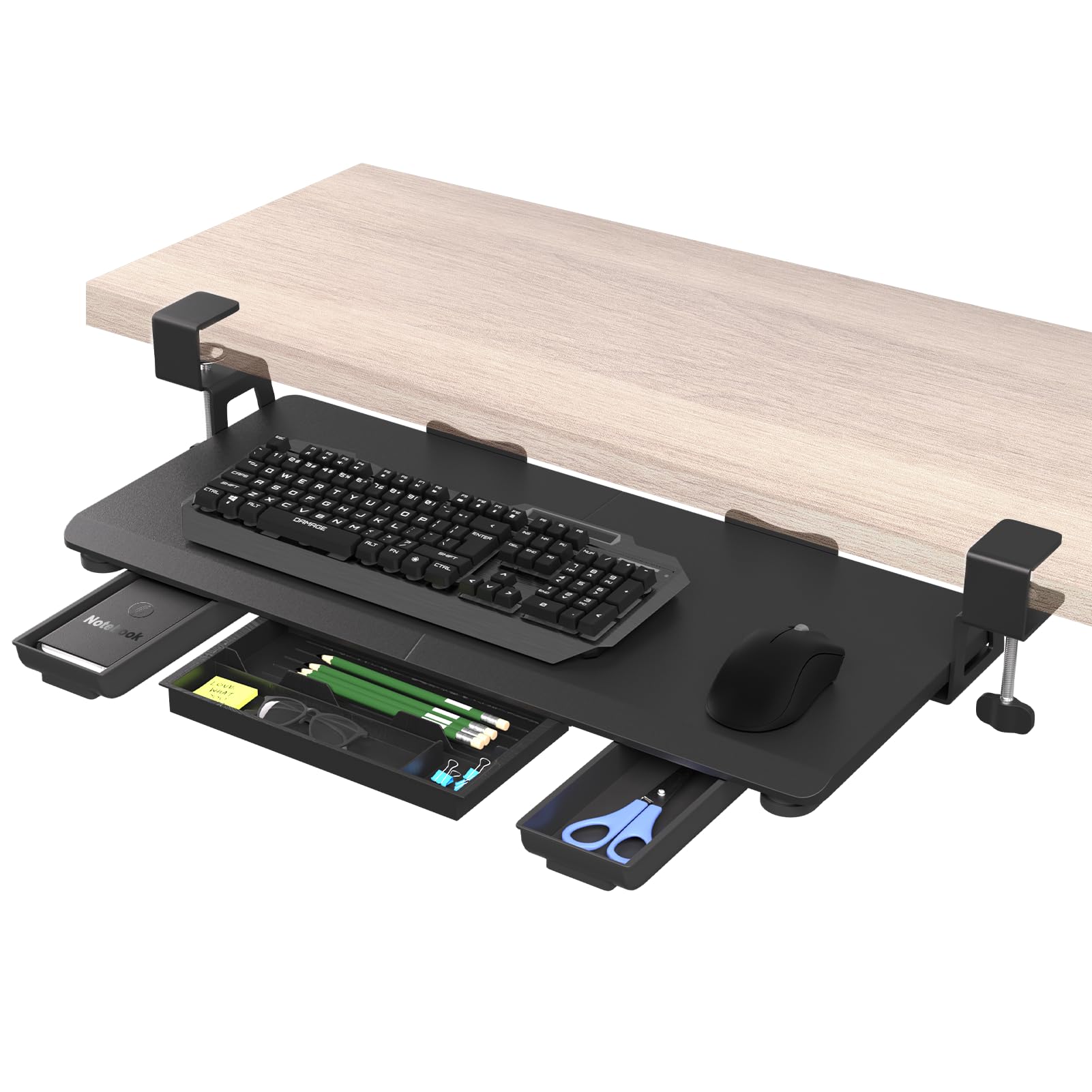 Keyboard Tray Under Desk, 27 * 11.8 Inch Large Size, Pull Out Keyboard ...