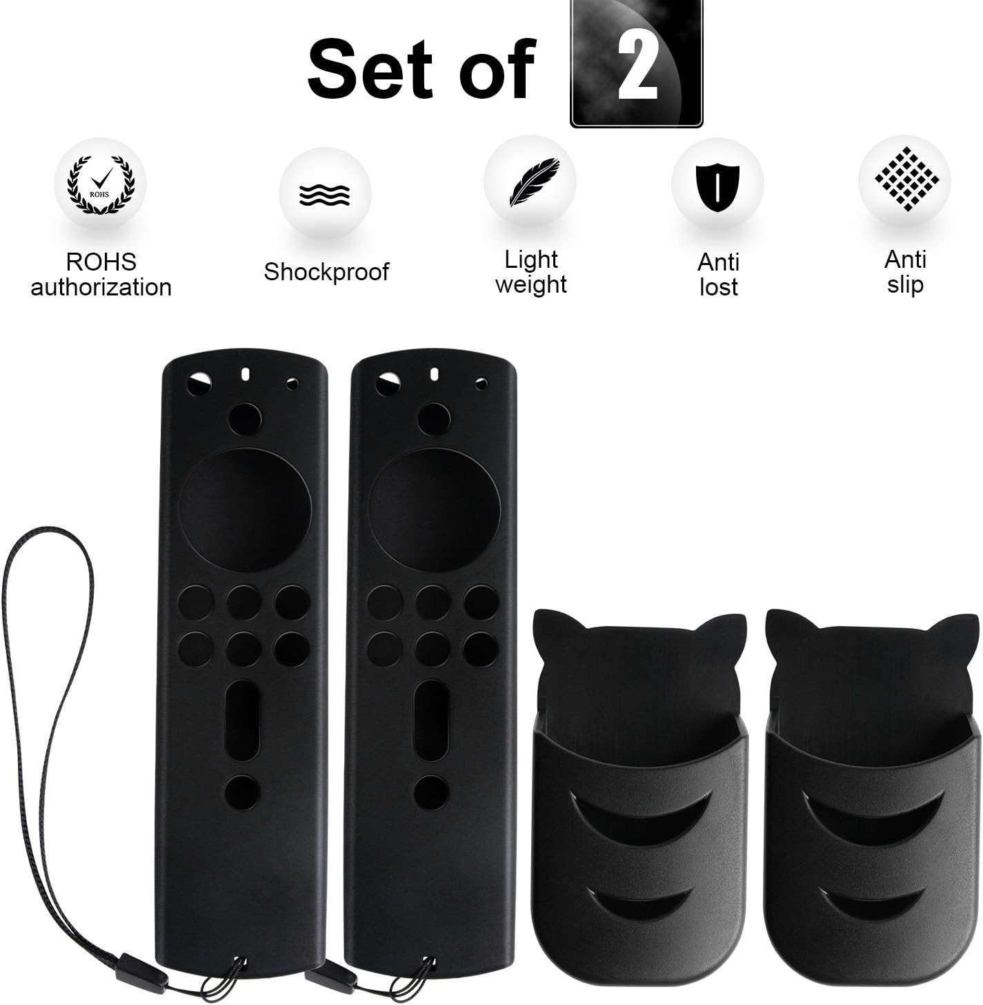 Amazon.com: [2 Sets] 2 Remote Covers and 2 Remote Holders, Silicone ...