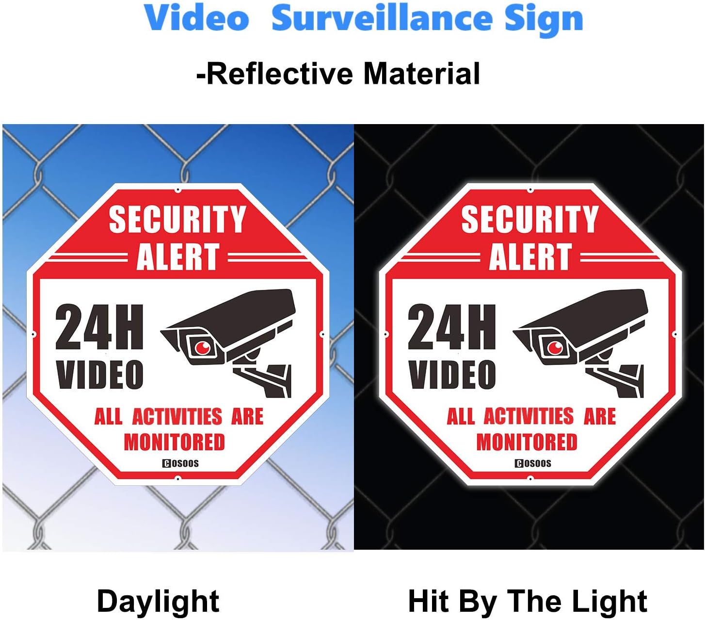 4-Pack Video Surveillance Sign CCTV Security Alert, Octagon 12″x12 ...