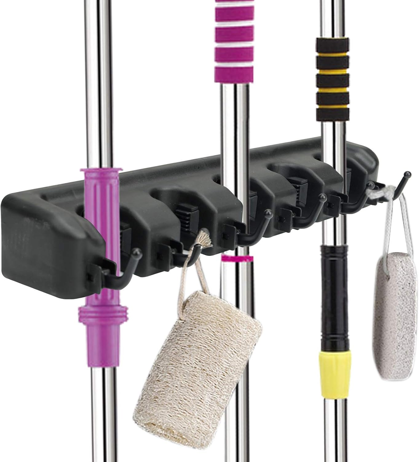 Broom Mop Holder Wall Mounted Tidy Organizer Broom Storage with 5 ...