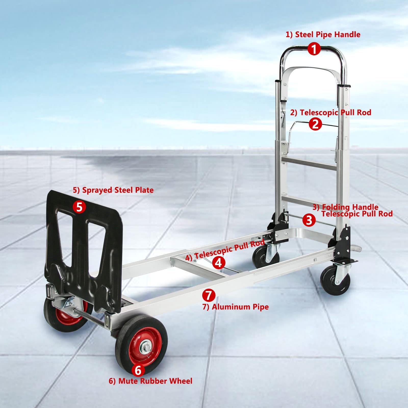 Mua JXUFDHO Hand Truck Dolly Foldable Heavy Duty, Convertible 2 in 1 ...