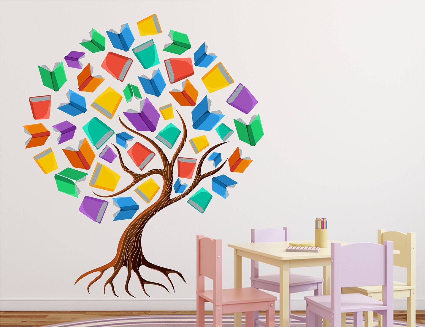 Buy Wallstick 'Tree with Books' Wall Sticker (Vinyl, 49 cm x 4 cm x 4 ...