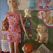 Barbie Doggy Daycare Doll, Blonde, and Pets Playset with 4 Dogs ...