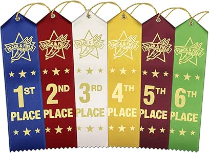 Amazon.com : Track & Field Award Ribbons 1st - 6th Place – 12 Each ...