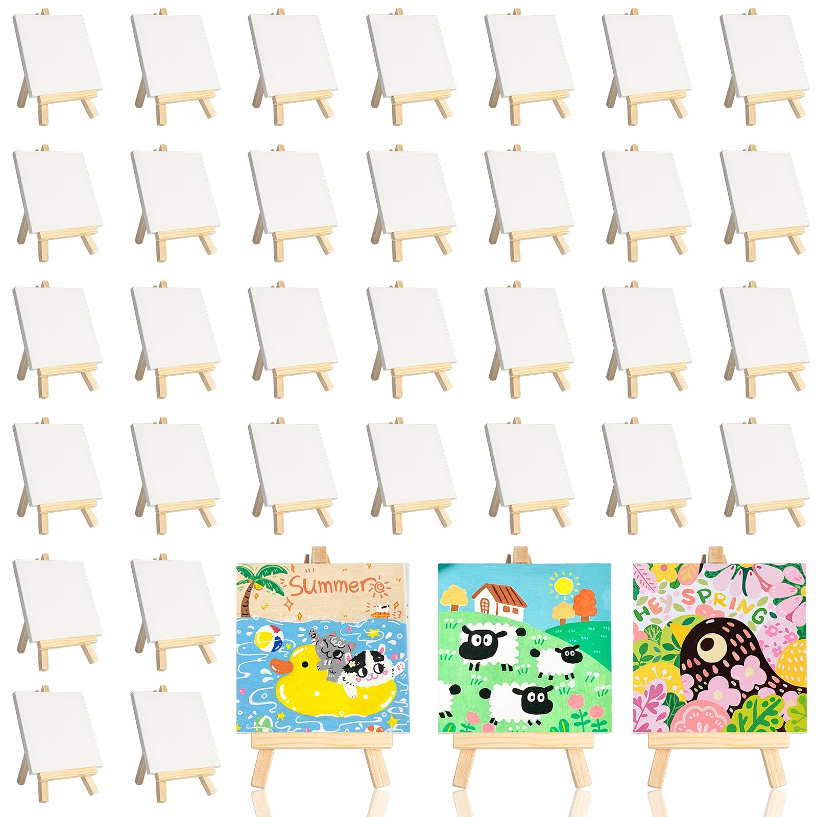 Mini Canvases with Easel Sets 32 Pack, Small Painting Canvas with Mini ...