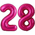 Amazon.com: Hot Pink 28 Number Balloons, 40 Inch Giant Number 28 ...