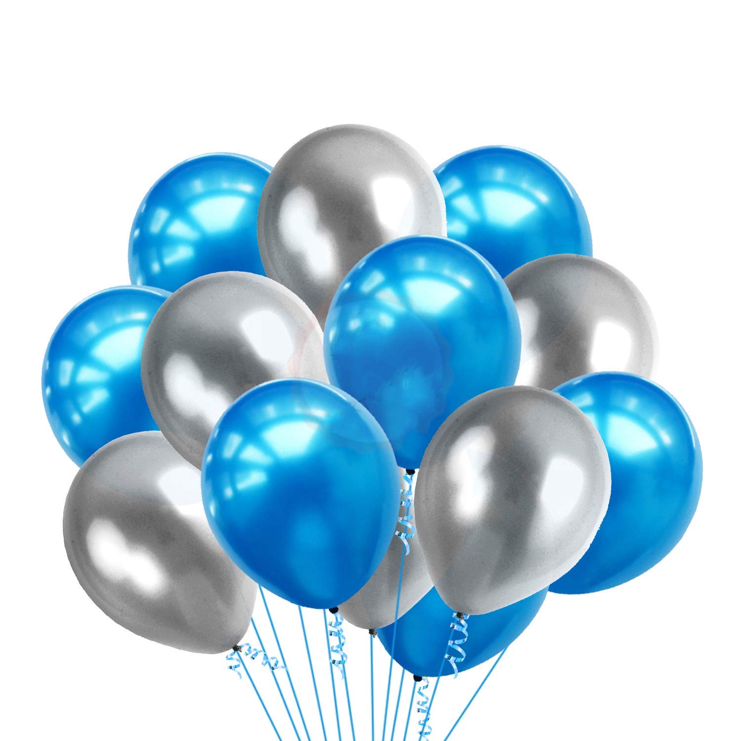 Party Propz 100Pcs Blue and Silver Metallic Balloons for Birthday ...