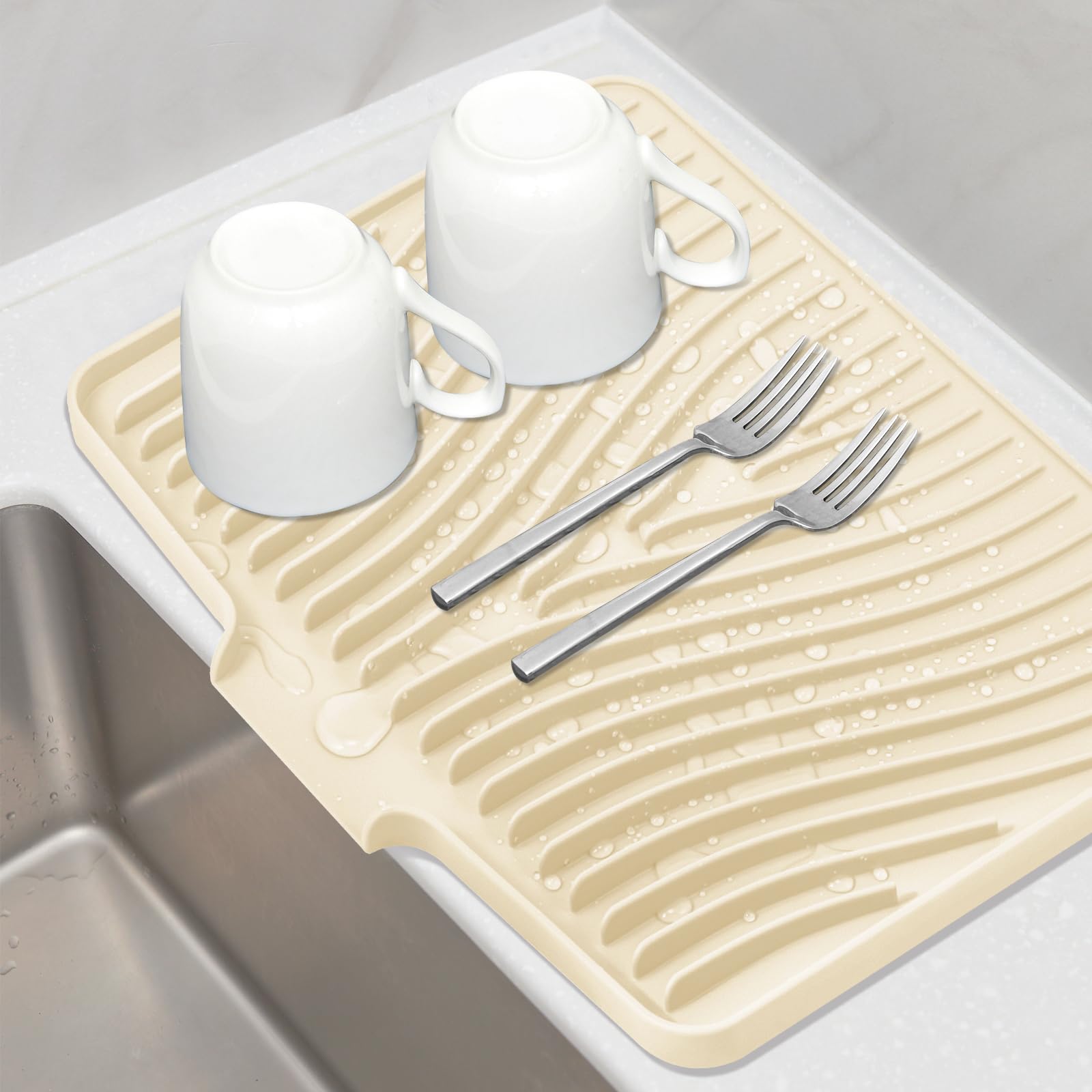 TIKNIK Silicone Dish Drying Mat for Kitchen Counter, Dish Drying Pad ...