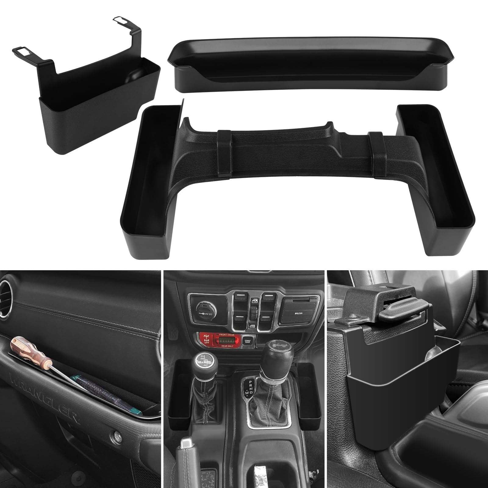 LitMiRaCle Center Console Shifter Storage Box for Jeep Wrangler JL JLU ...