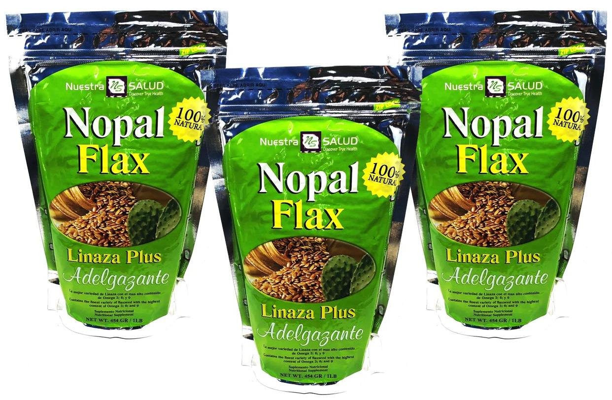 Amazon.com : Nopal Flax Linaza Plus Adelgazante Value Pack (3 bags ...