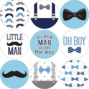 Amazon.com: Little Man Baby Shower Favor Stickers - 180 Labels: Health ...
