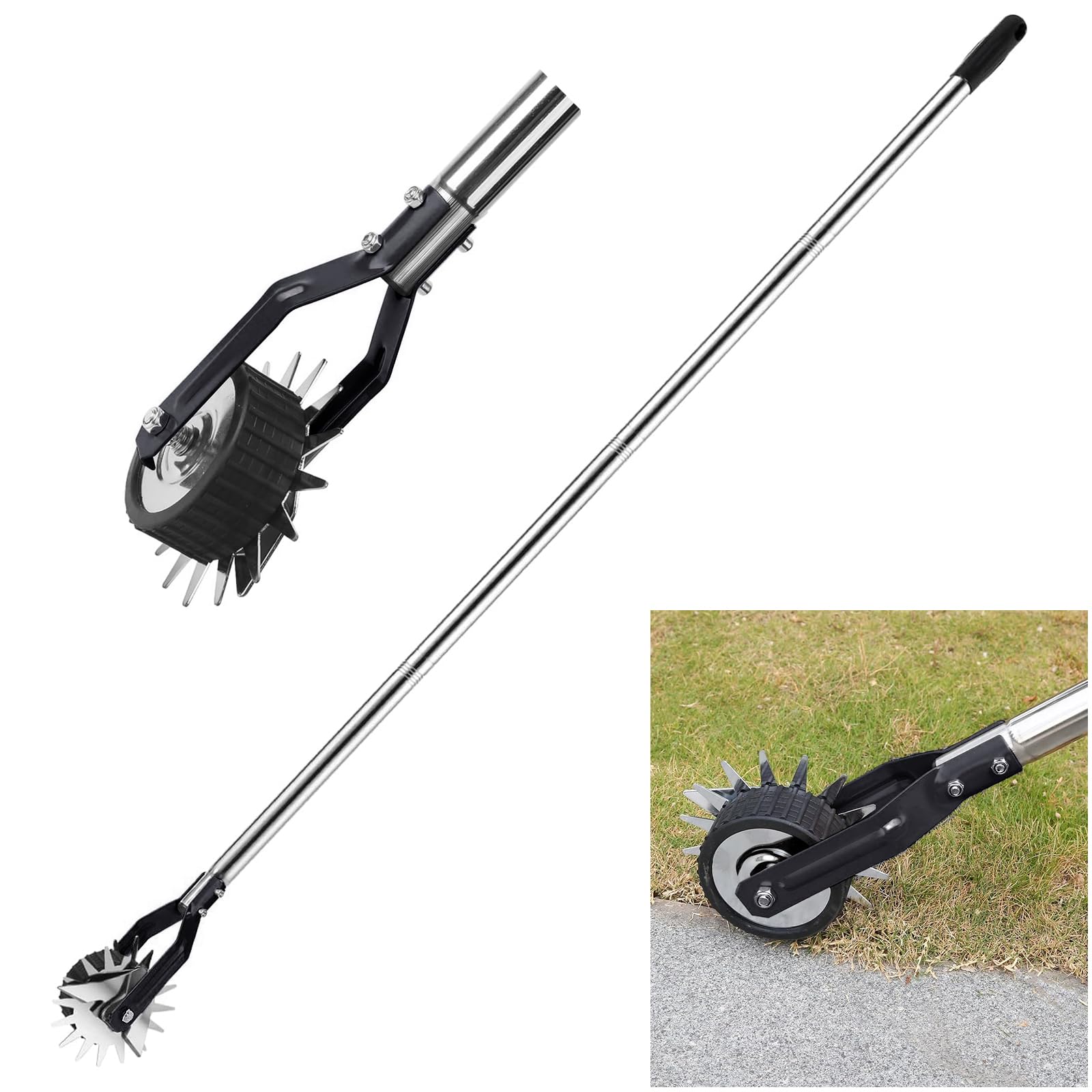 TOOVEM Manual Lawn Edger, Portable Wheeled Rotary Trimmer with Strong 4 ...