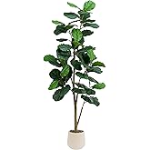 Amazon.com: Yepdin Faux Fiddle Leaf Fig Tree 6 FT - Artificial Ficus Tree with Tall Artificial ...