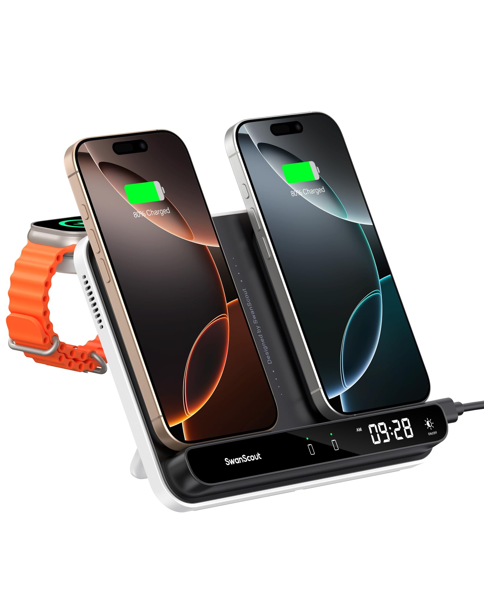 Dual Phone Charger, SwanScout 710A, Wireless Charger for iPhone 16/15 ...