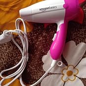 AmazonBasics 1200W Compact Hair Dryer with Foldable Handle (Pink ...