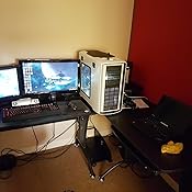 Large Corner Computer and Gaming Desk Table with Keyboard Shelf and CPU ...