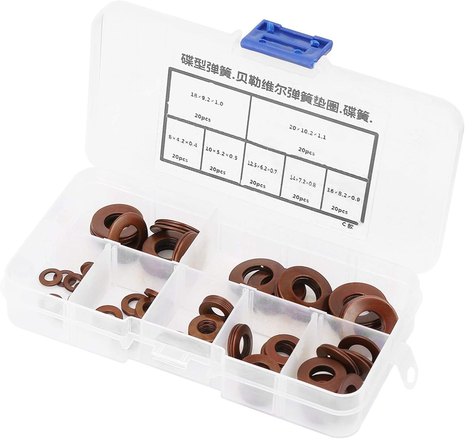 Oumefar 7 Sizes Spring Disc Washer Gasket Belleville Compression Spring ...