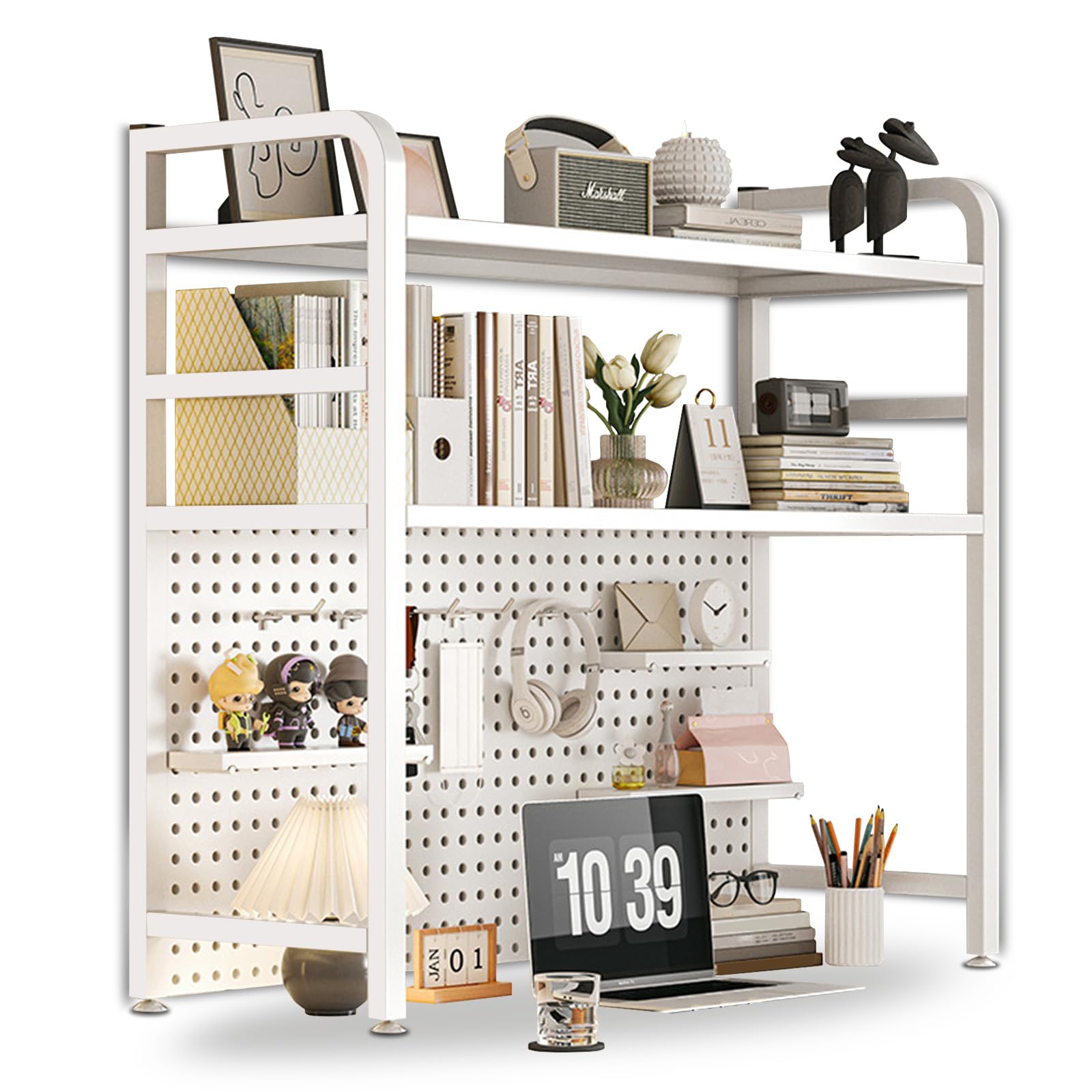 Nerxerx Desktop Bookshelf 2 Layer for Computer Multipurpose Metal ...