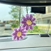 Amazon.com: Crochet Daisy Car Accessories for Women Girls Cute Rear ...