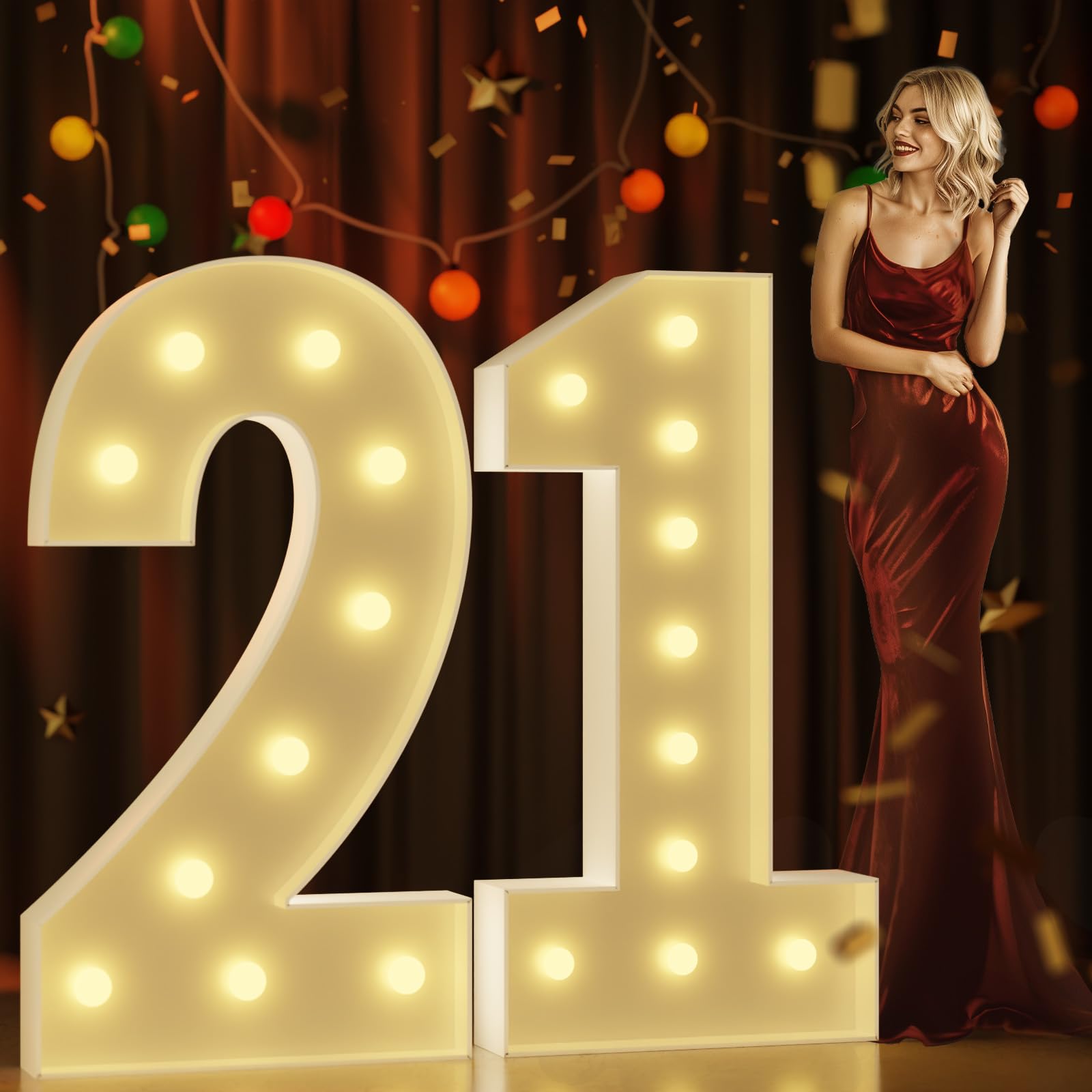 Imprsv Marquee Numbers 4 Feet Tall: 21st Birthday Decorations Large ...