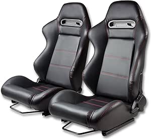 Amazon.com: Type-R Style Black Faux Leather Reclinable Sport Racing ...