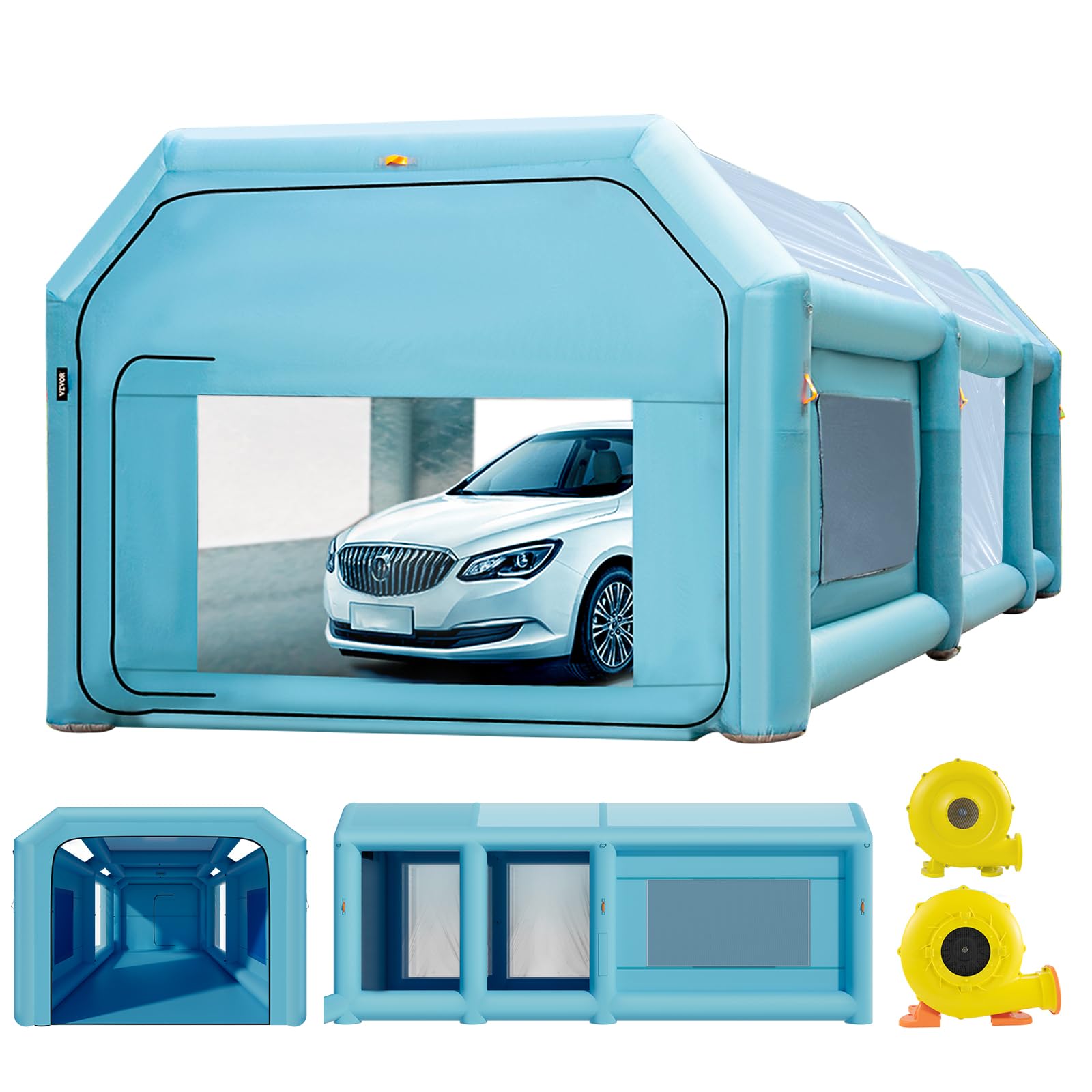 VEVOR Portable Inflatable Paint Booth, 26x15x10ft Spray Car Tent w/Air ...