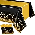 Amazon.com: 3Pcs Black and Gold Tablecloth Party Decorations,Plastic ...