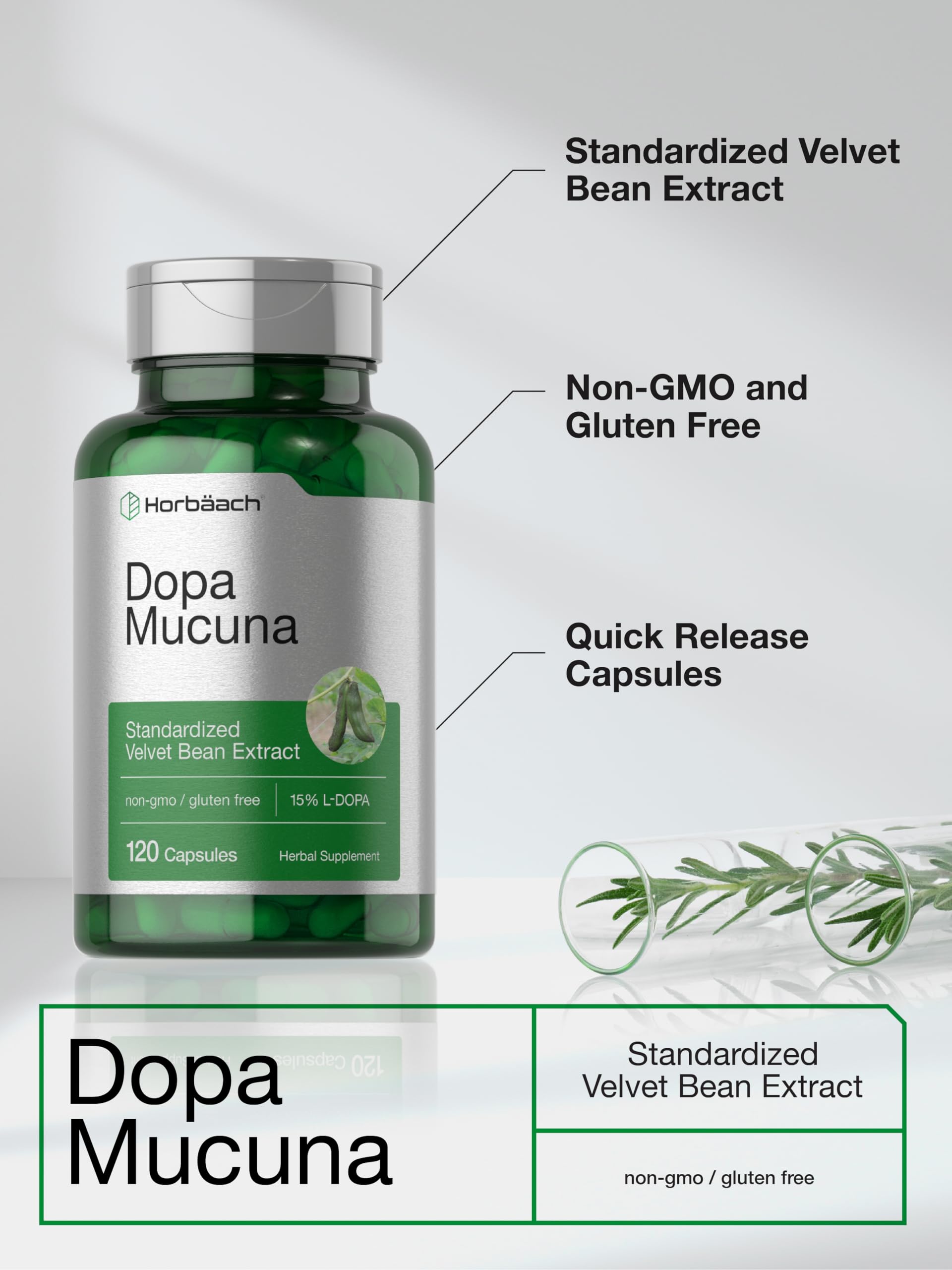 Mua Horbäach Dopa Mucuna Supplement | 120 Capsules | Velvet Bean Herbal ...