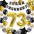 Amazon.com: 73rd Birthday Decorations Black Gold for Men Women, Happy ...
