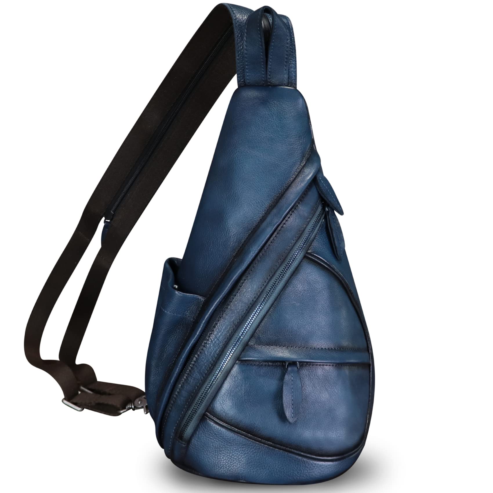 FEIGITOR Genuine Leather Sling Bag Retro Crossbody Sling Backpack ...