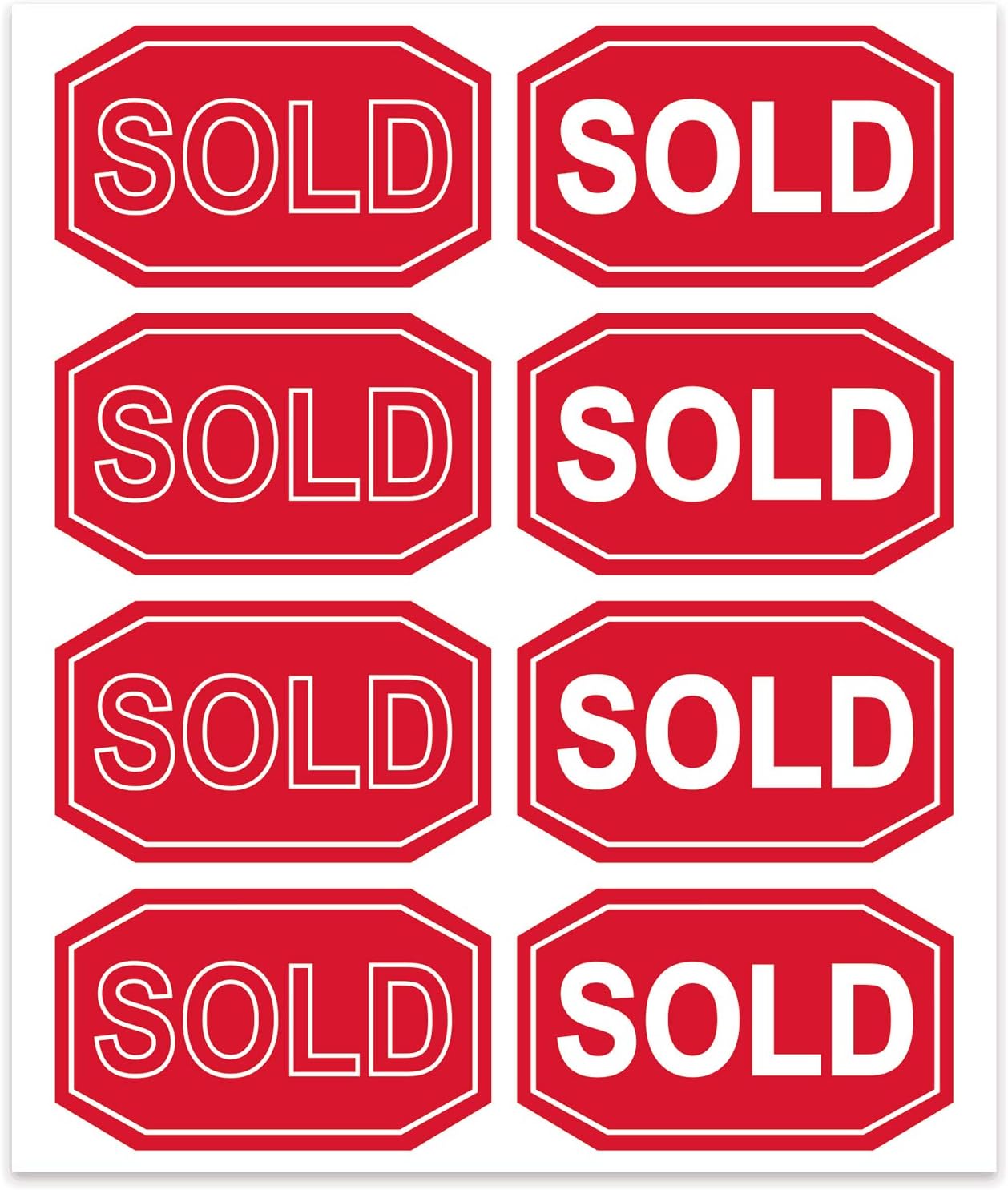 Amazon.com : Sold Stickers for Retail Store 2 x1.2 inch Fluorescent Red ...