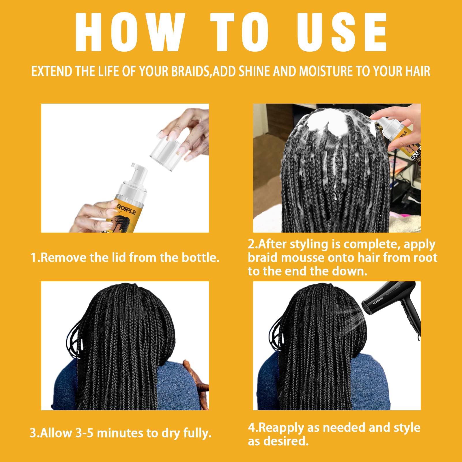 Mua Braid Foam Control Braid Mousse for Braids Twist, Locs, No Flake ...